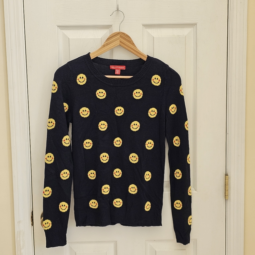 Saks Fifth Avenue Smiley Face Emoji Crewneck Sweater … - Gem